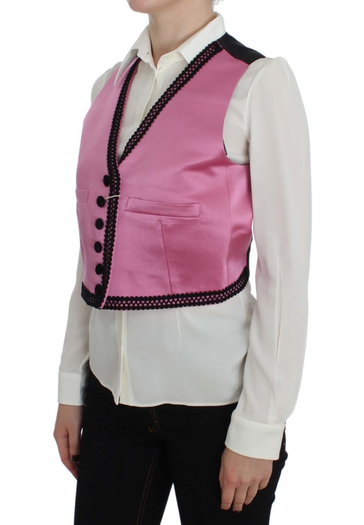 Pink Silk Button Front Torero Vest Top – StockStories