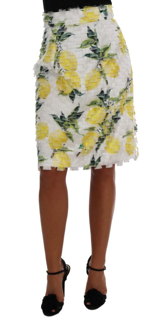 Lemon Print Fringe Pencil Skirt – StockStories