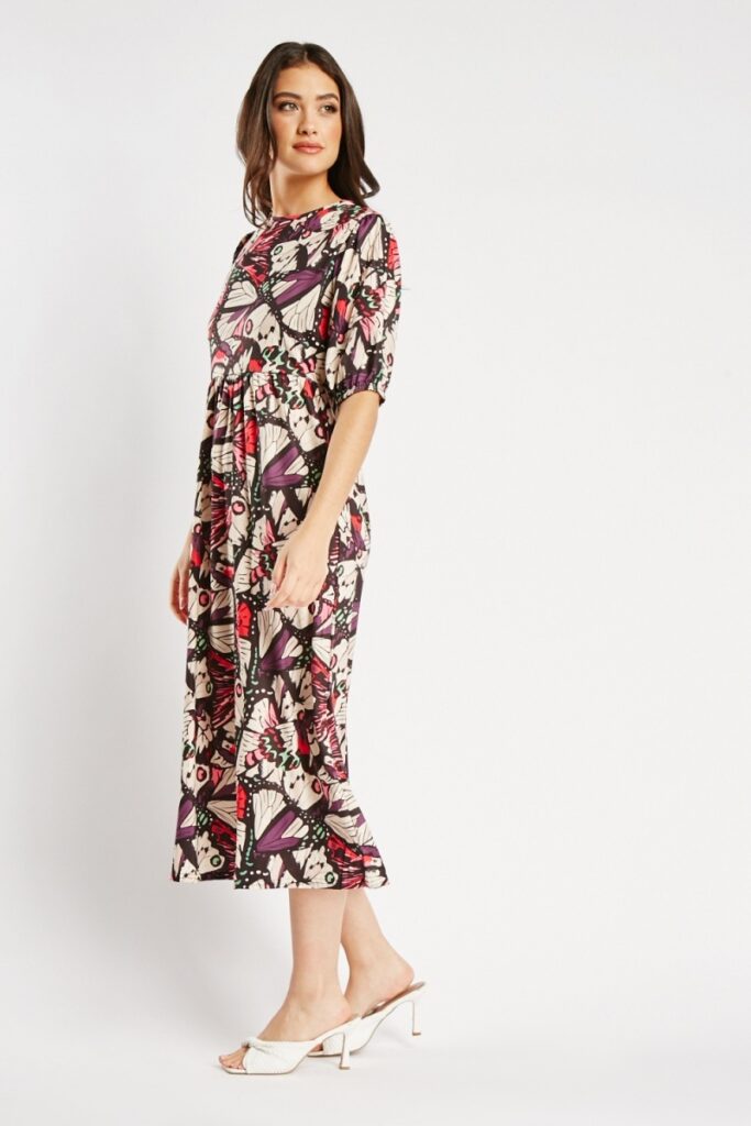 Abstract Print Midi Dress – StockStories