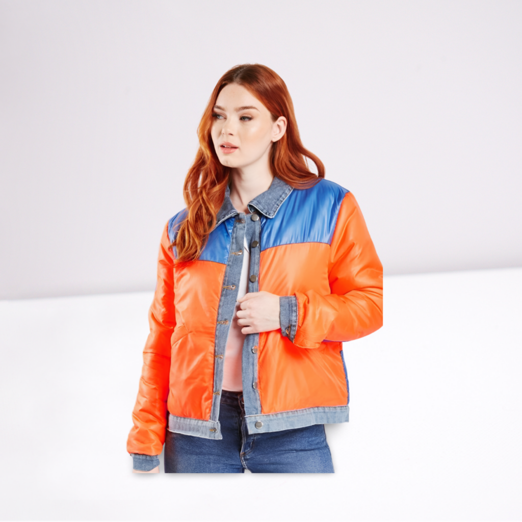 Denim Insert Puffer Jacket – StockStories