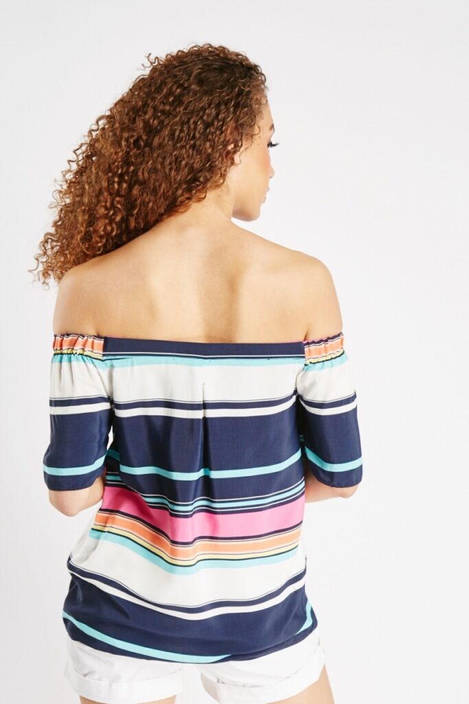 Horizontal Striped Off Shoulder Top – StockStories
