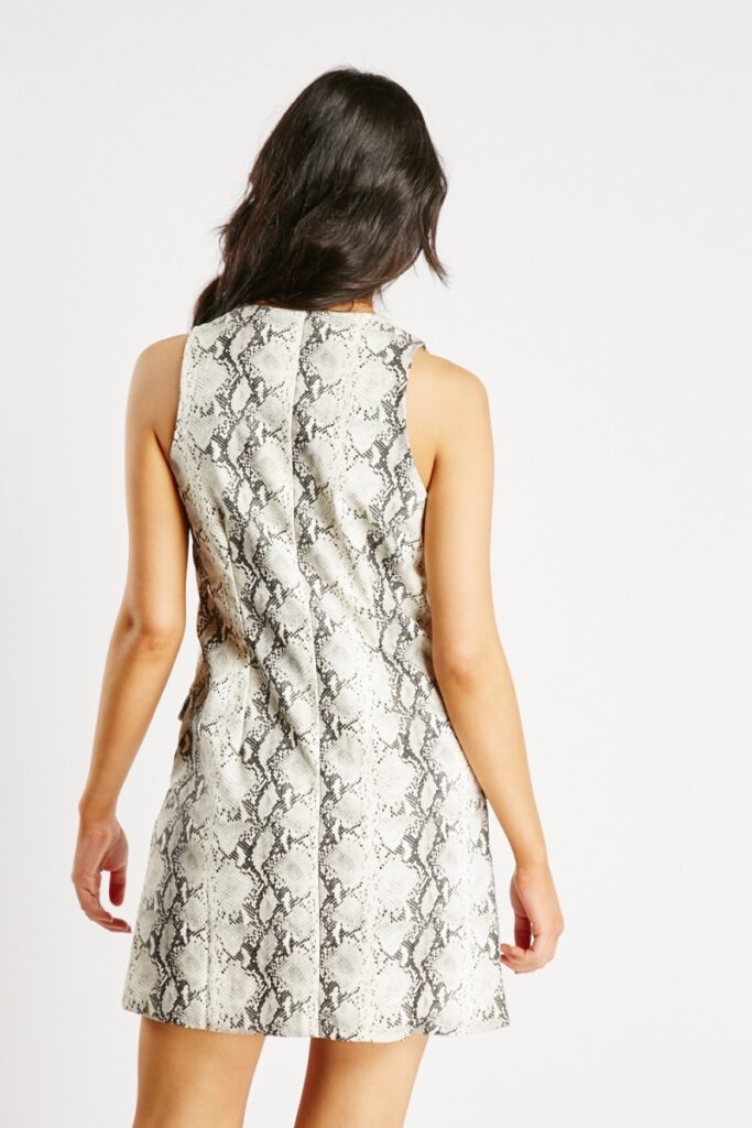 Low Plunge Snake Print Mini Dress – StockStories