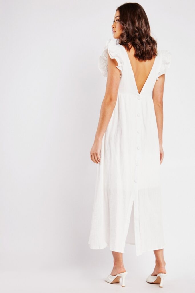 Ruffle Textured Poplin Dress – StockStories